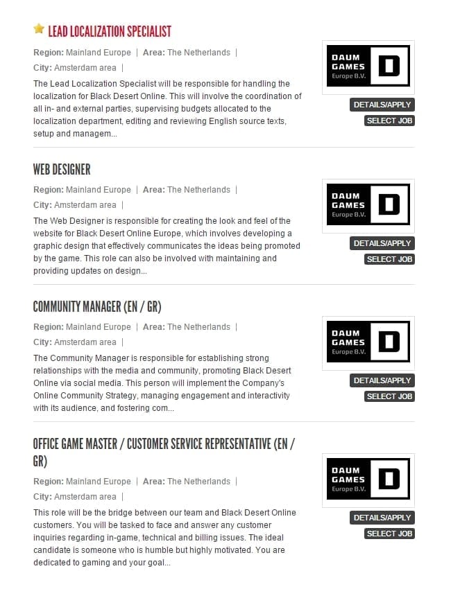 Daum Games Europe - Public hiring begins for Black Desert team - MMO ...