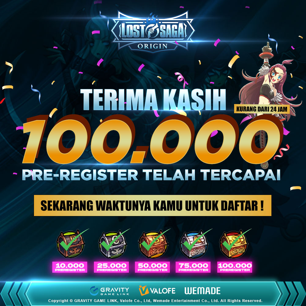 Dalam Sehari, Angka Pre-Registasi Lost Saga Orgin Mencapai 100.000!